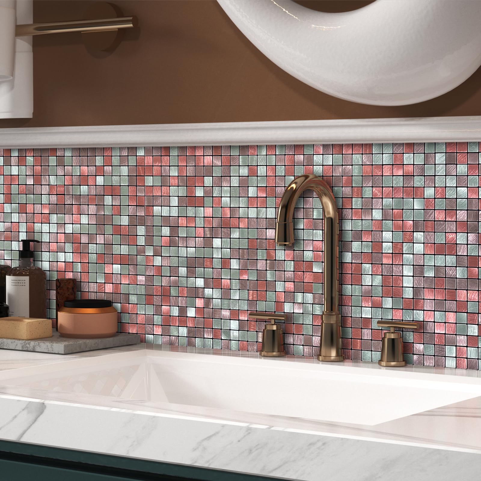 Red Peel And Stick Backsplash