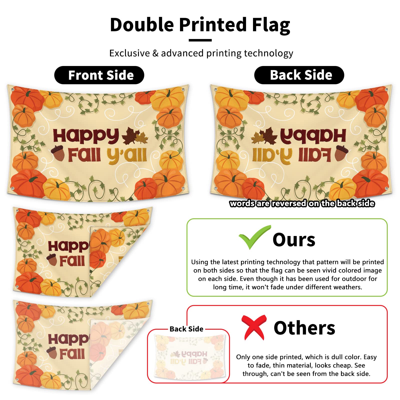 Snapklik.com : Happy Fall Yall Flag 3x5 Ft Banner Double Printed ...