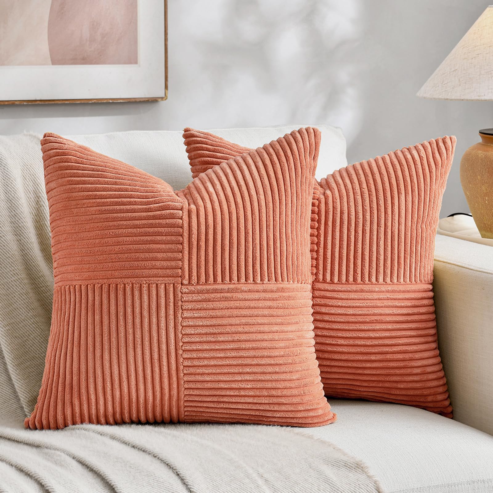 Amazon.com: Fancy Homi 2 Packs Coral Decorative Throw Pillow Covers ...