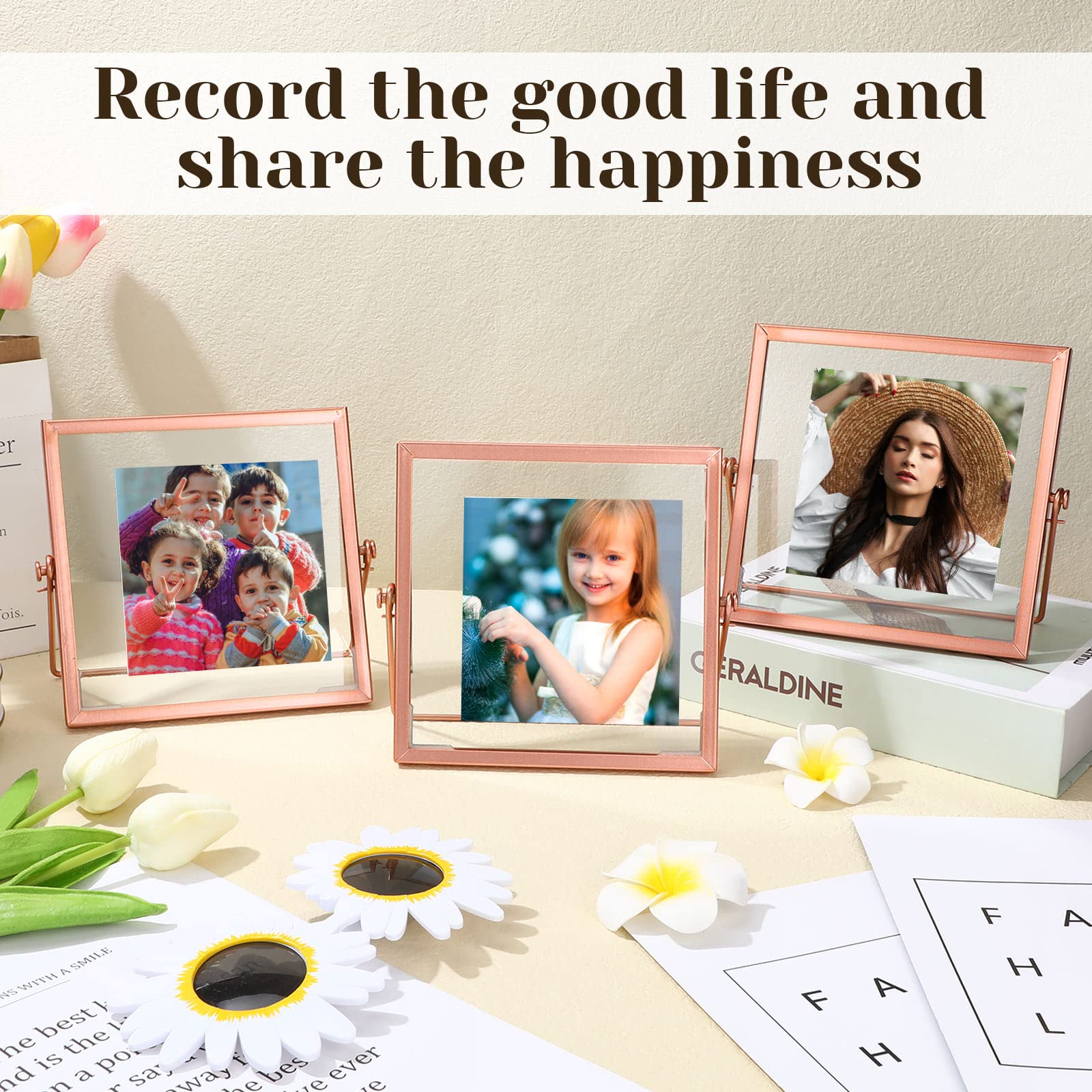 12 Pack Floating Gold Frame Glass Photo Frame Collection Vintage Metal ...