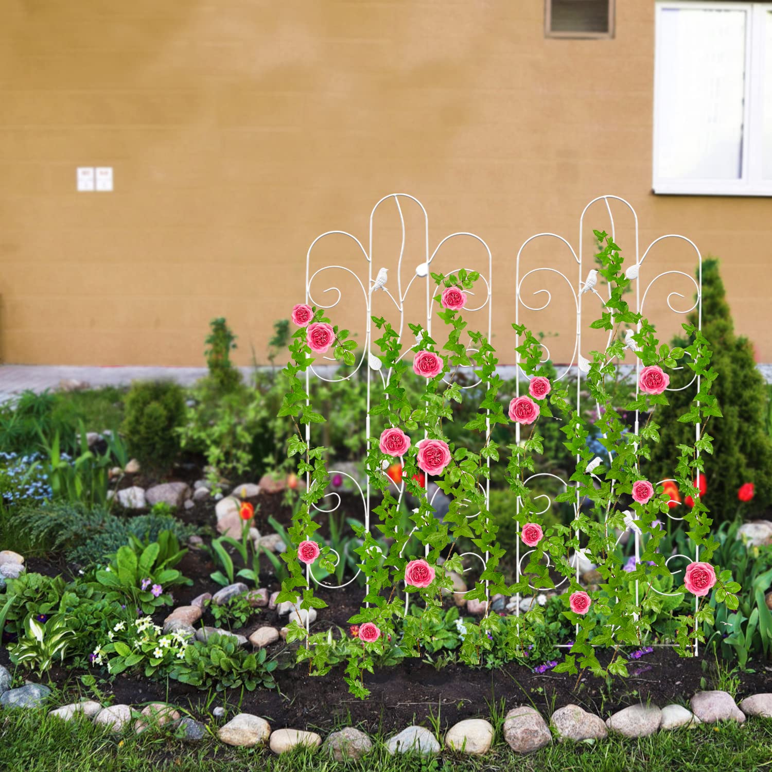 XYADX 2 Pack Metal Garden Trellis for Climbing Plants Outdoor 61''x 18. ...