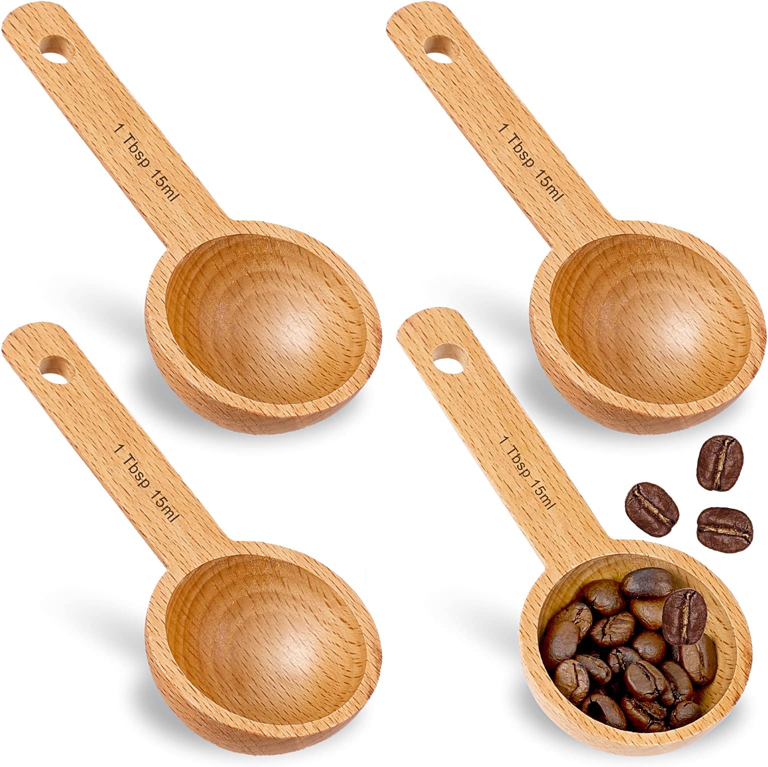 Amazon.com: Tebery 8 Pack Wood Measuring Scoops for Canister, 1 ...