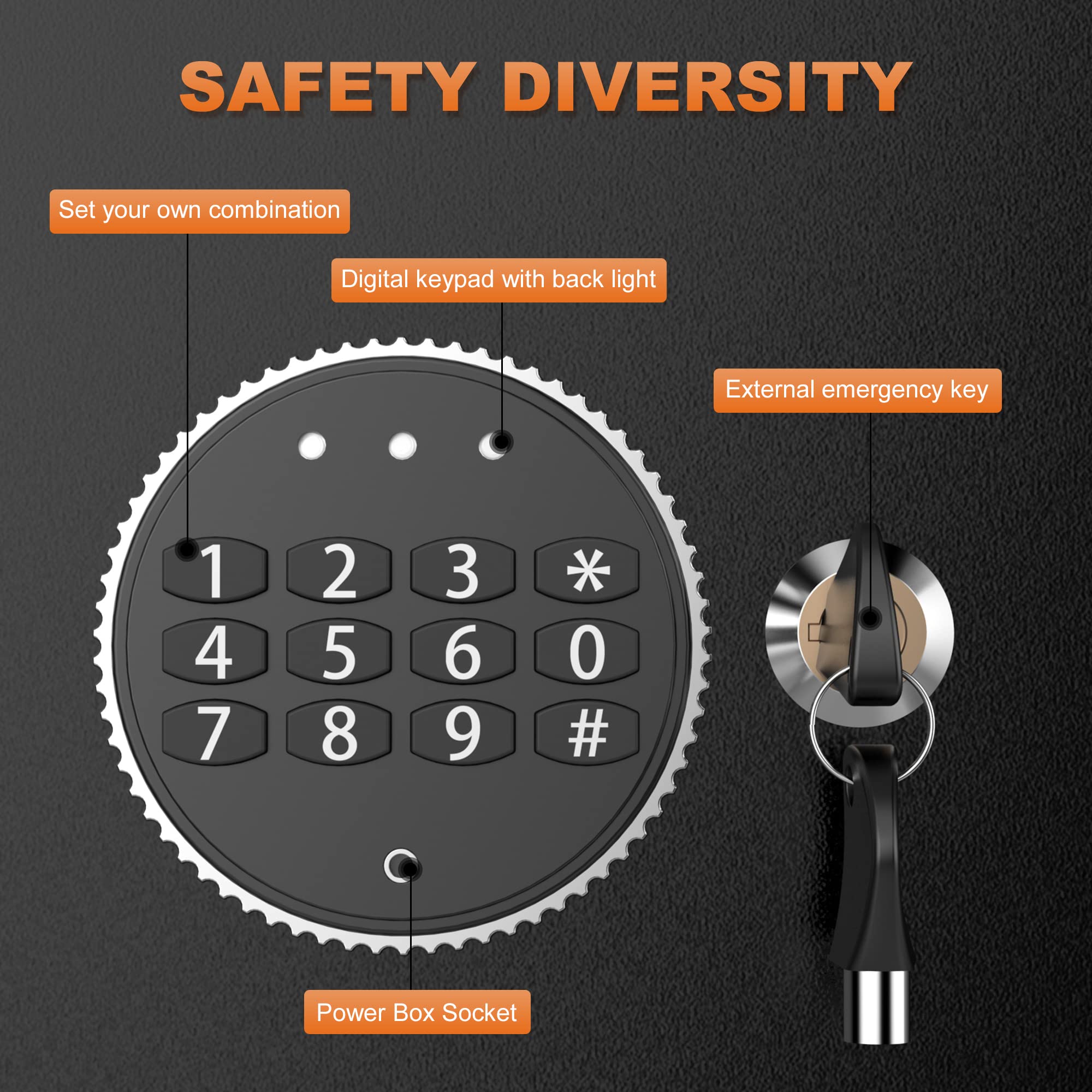 WASJOYE Fireproof Safe, Fireproof and Waterproof Home Safe with ...