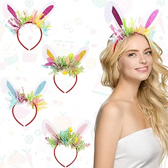 Amazon.com: Tihebax Easter Headband, 4PCS Easter Bunny Headbands Cute ...