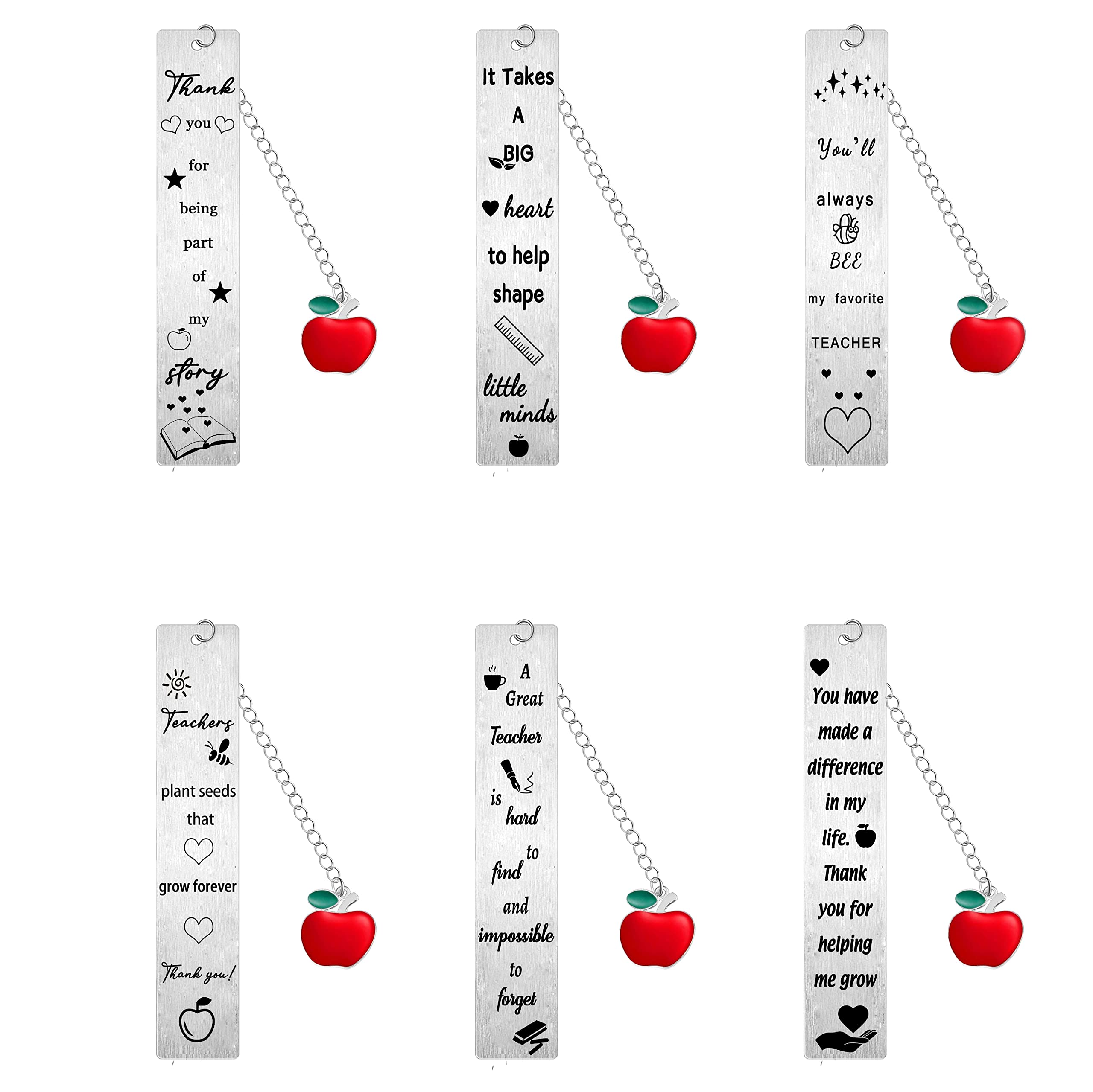 Amazon.com: 6PCs Teacher Bookmark Graduation Gifts, Thank You Gifts for ...