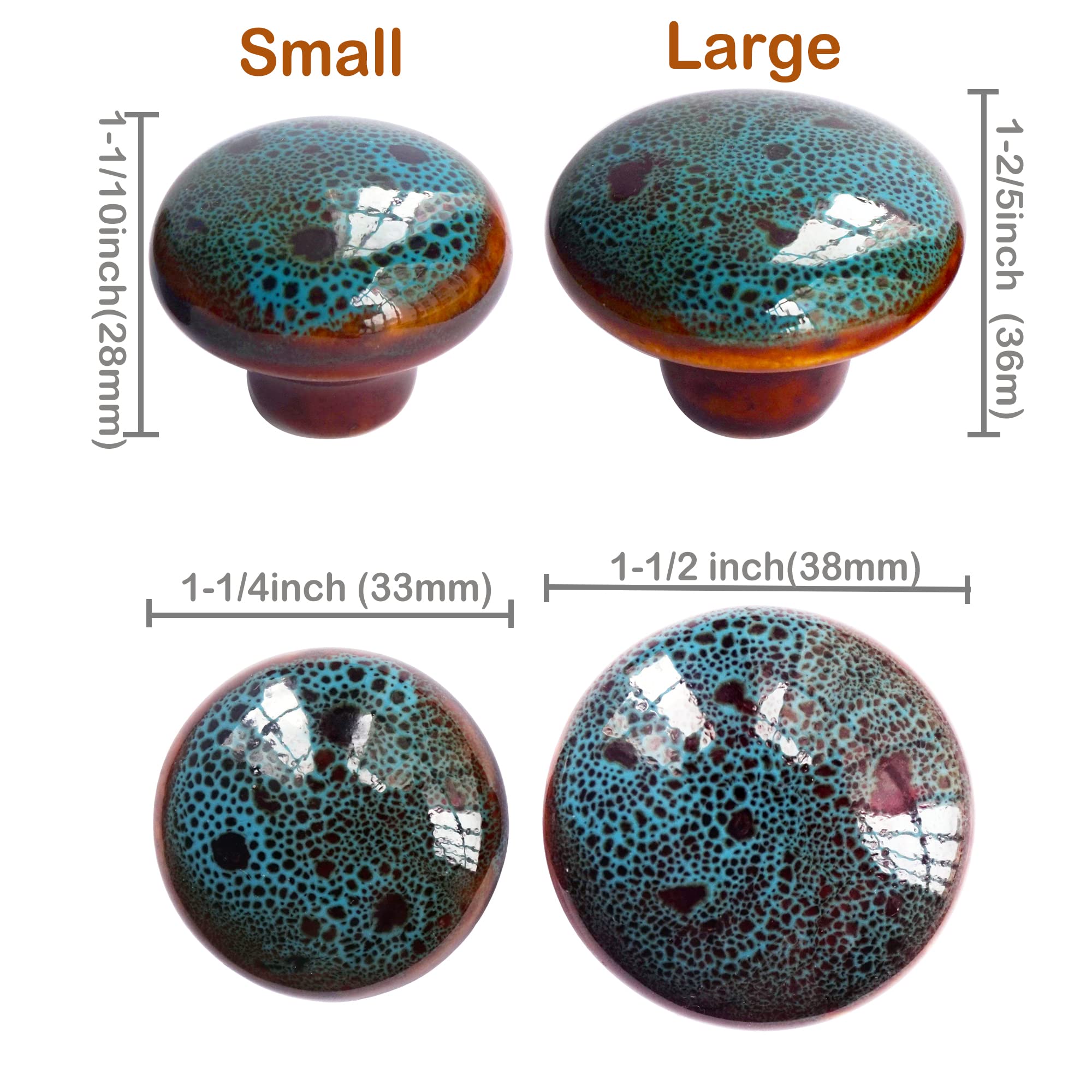 Snapklik.com : Perphin Vintage Round Cabinet Knobs Glazed Ceramic Round ...