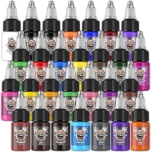Amazon.com : Hawink Tattoo Ink Set 1/2 oz (15ml) 28 Colors Pigment Kit ...