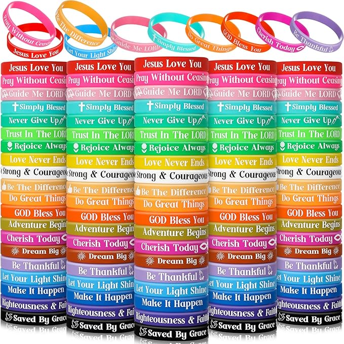Amazon.com: Tondiamo 100 Pcs Bible Verse Bracelets Inspirational Rubber ...
