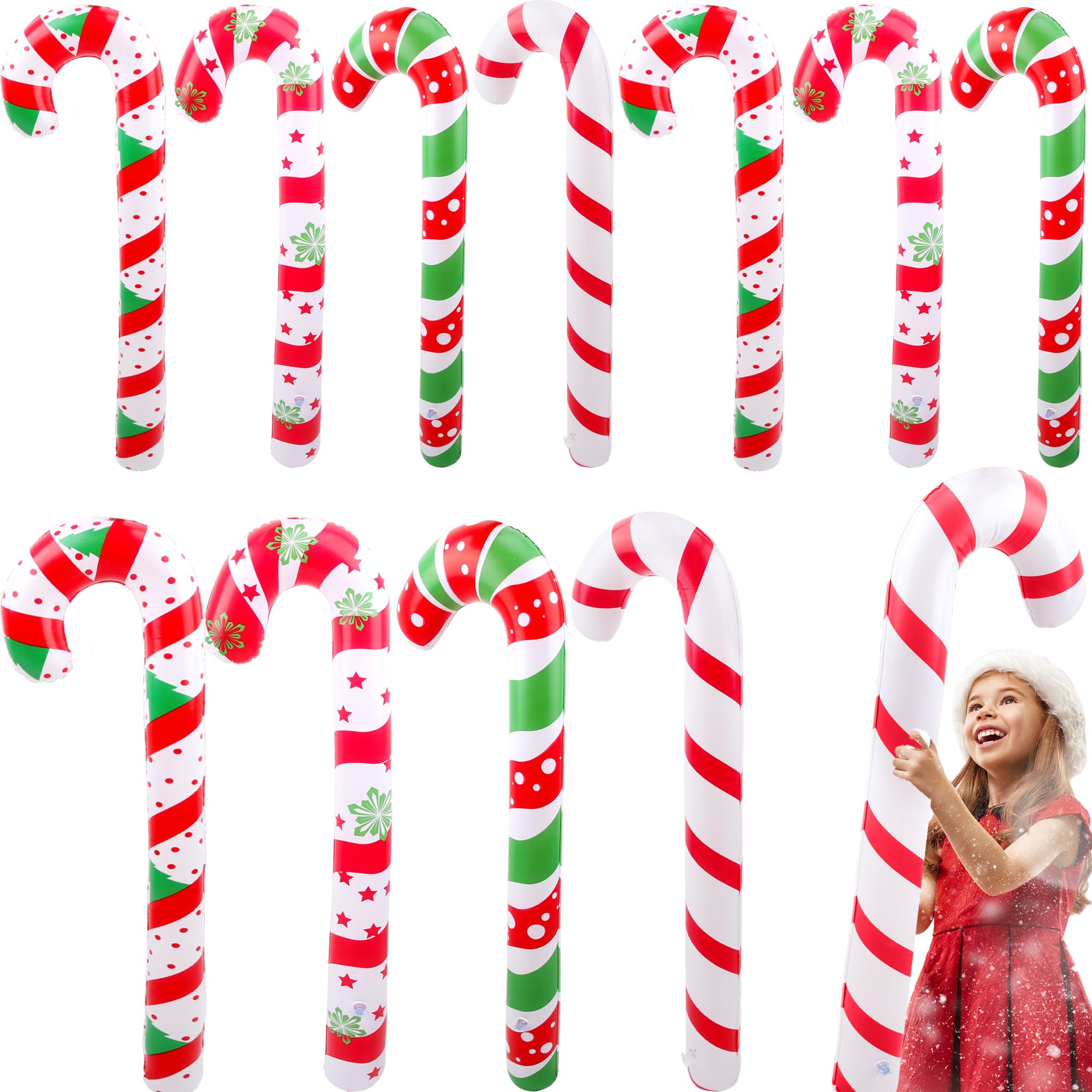 Amazon.com: Haconba 12 Packs 35 Inch Christmas Inflatable Candy Canes ...