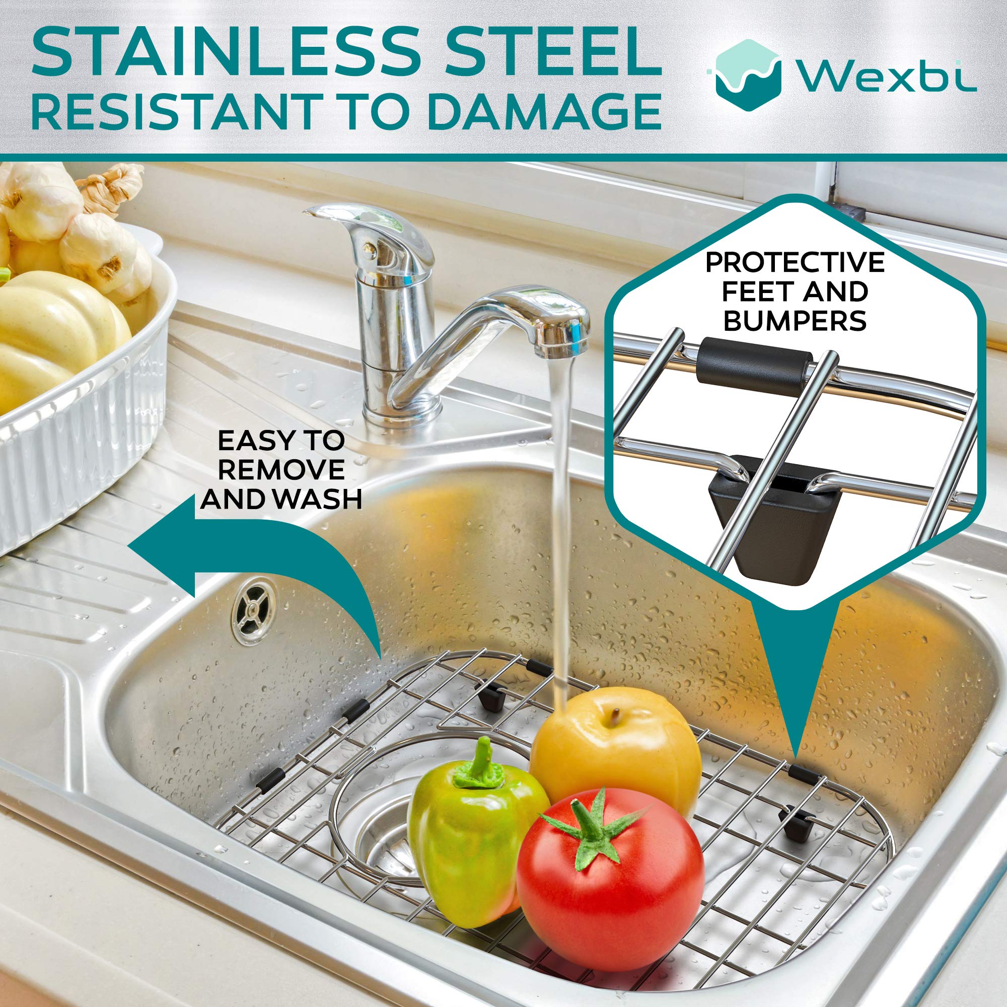 Wexbi Kitchen Sink Protectors for Double Kitchen Sink, Stainless Steel ...