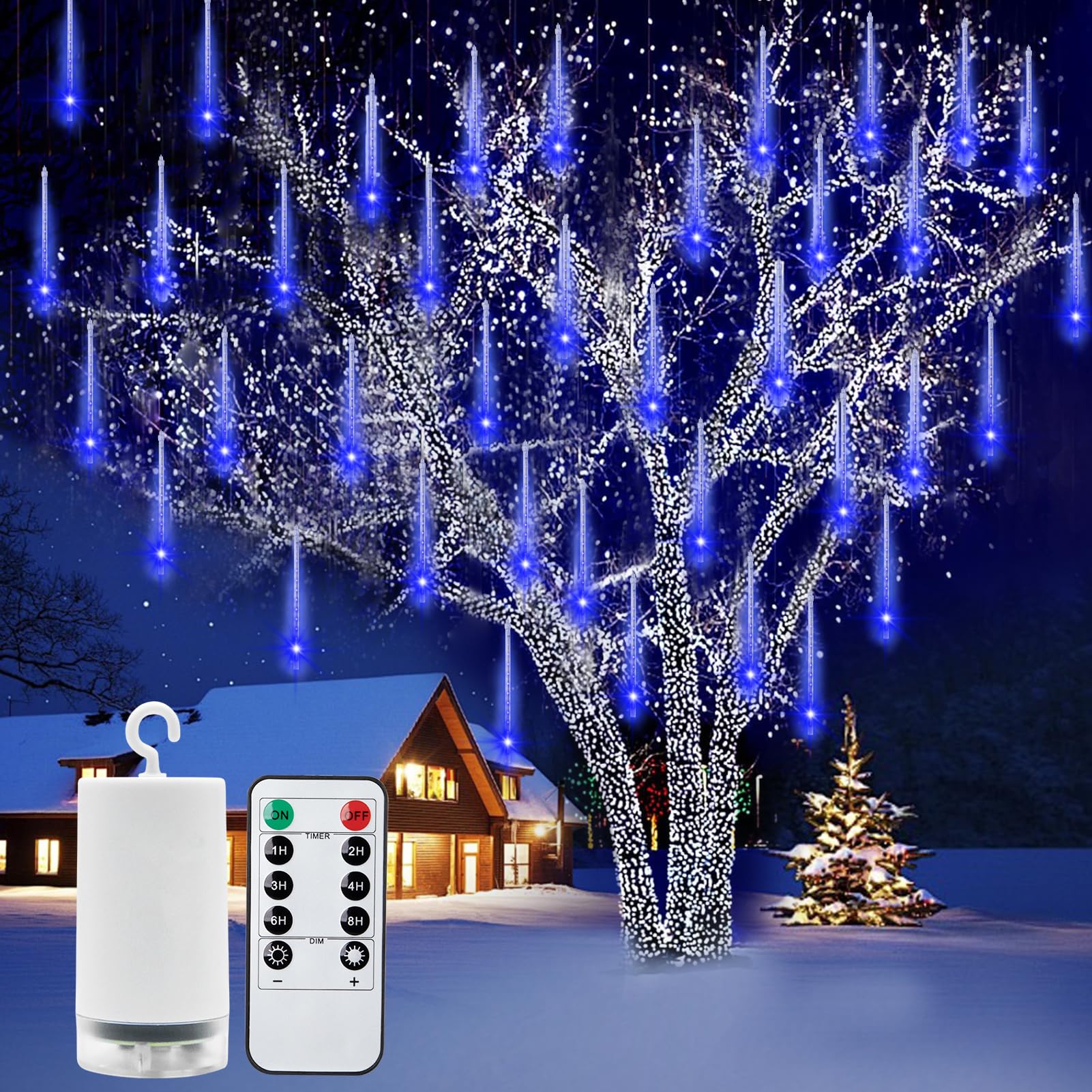 echosari Christmas Lights Outdoor, Meteor Shower Rain Lights Battery ...