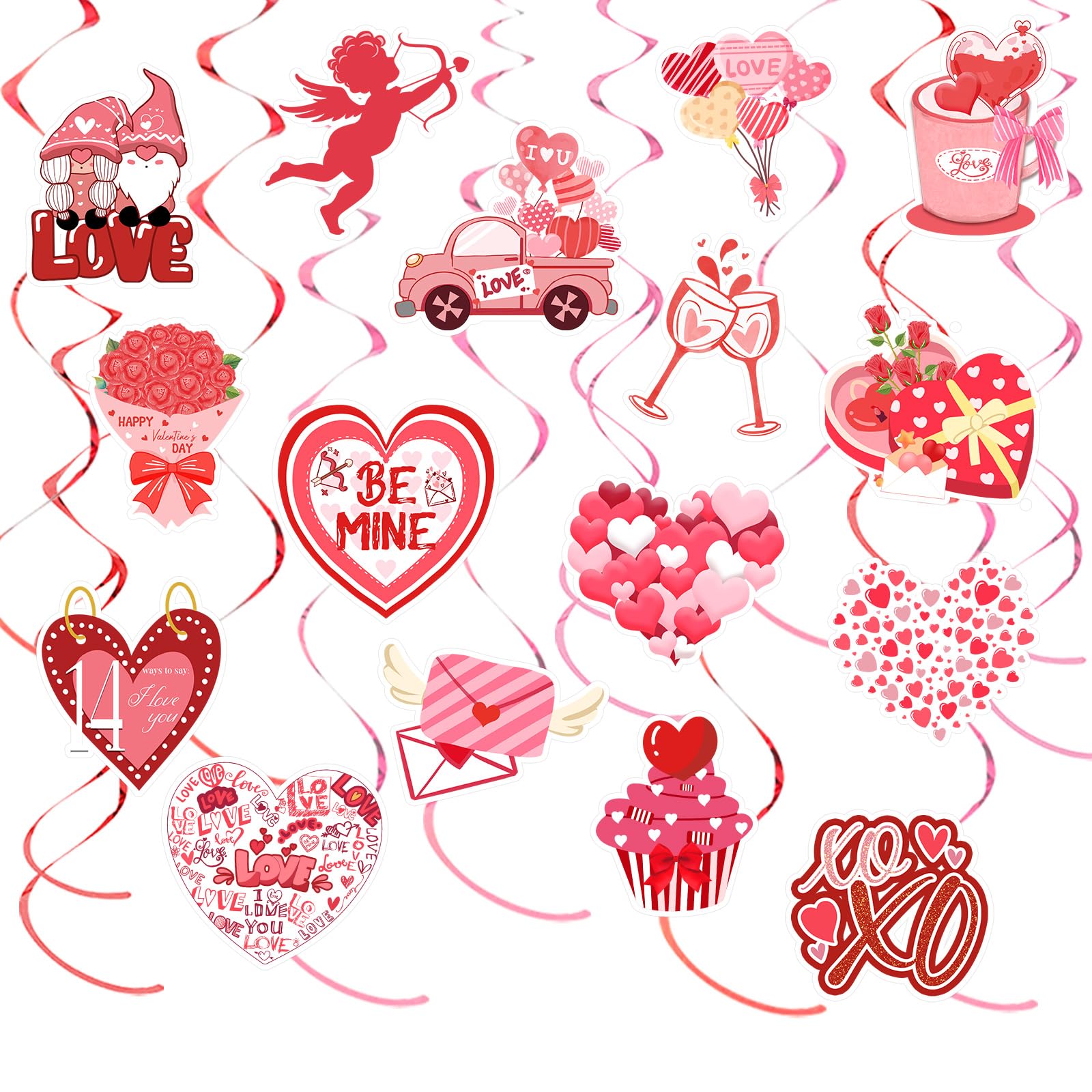 Amazon.com: 36 Pcs Valentine's Day Hanging Swirl Decorations Set,Happy ...