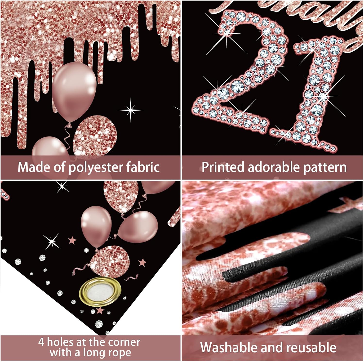 Decoraciones de cumpleaños número 21 para mujer, cartel de cumpleaños ...