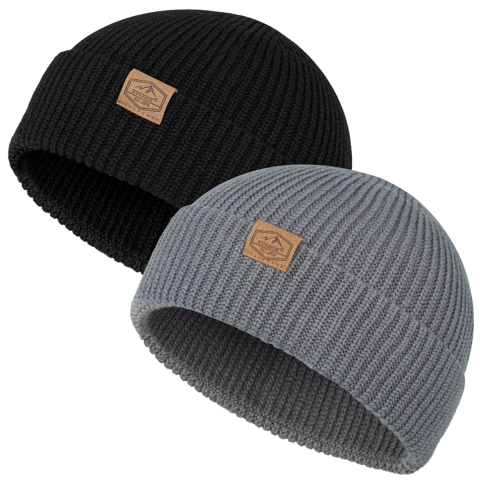 Fisherman Beanie Hats for Men Women,Knit Cuffed Short Trawler Beanie ...