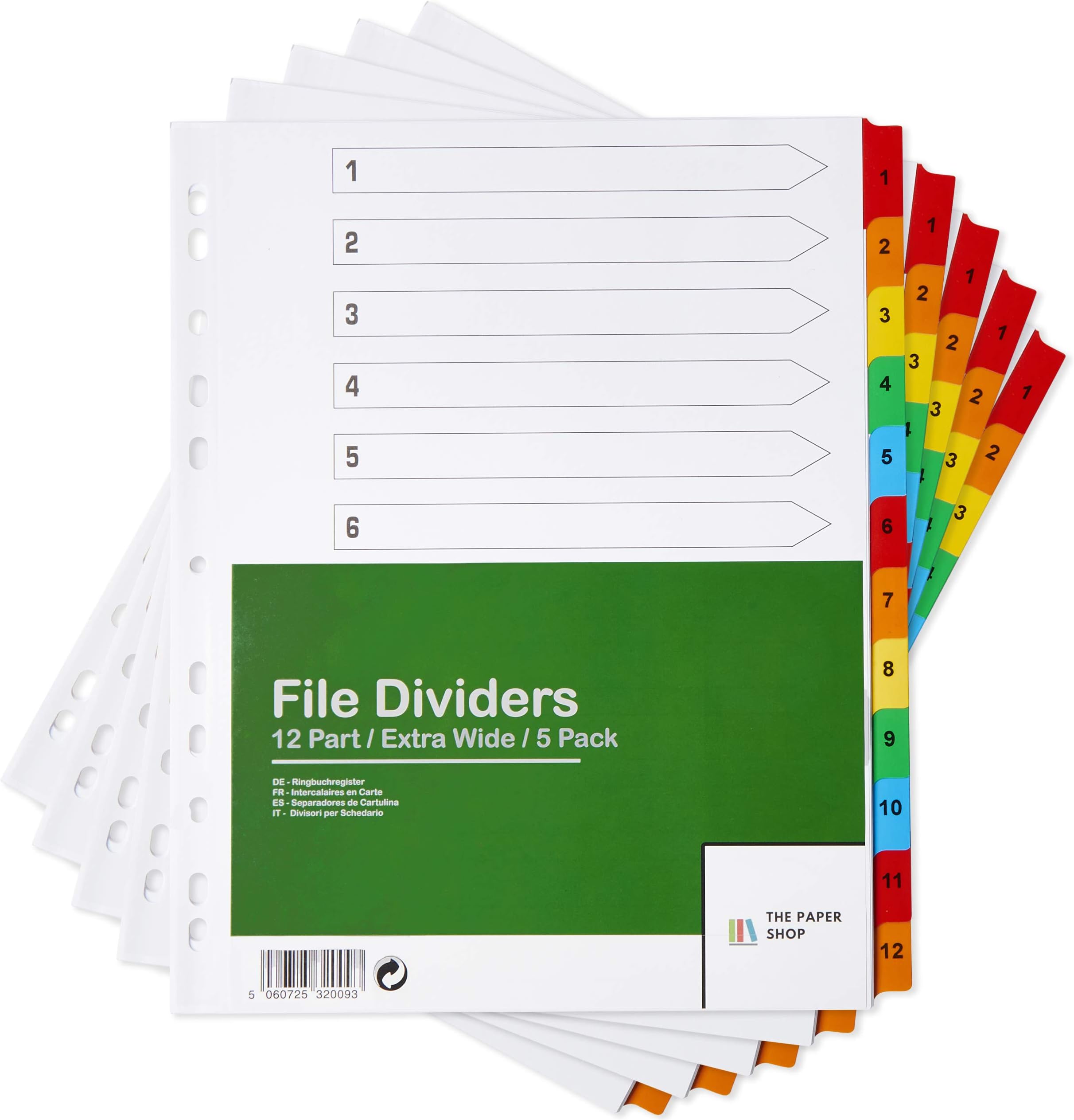 Q-Connect 1-10 Index Extra Wide Reinforced Multi-Colour Tabs KF76984 ...