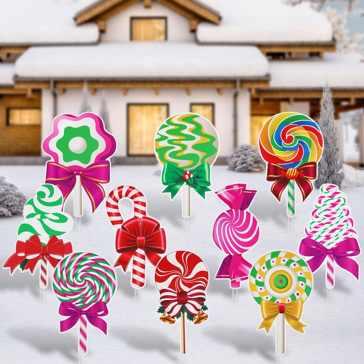 Amazon.com: Soaoo 10 Pieces Christmas Candy Decorations Outdoor Yard ...