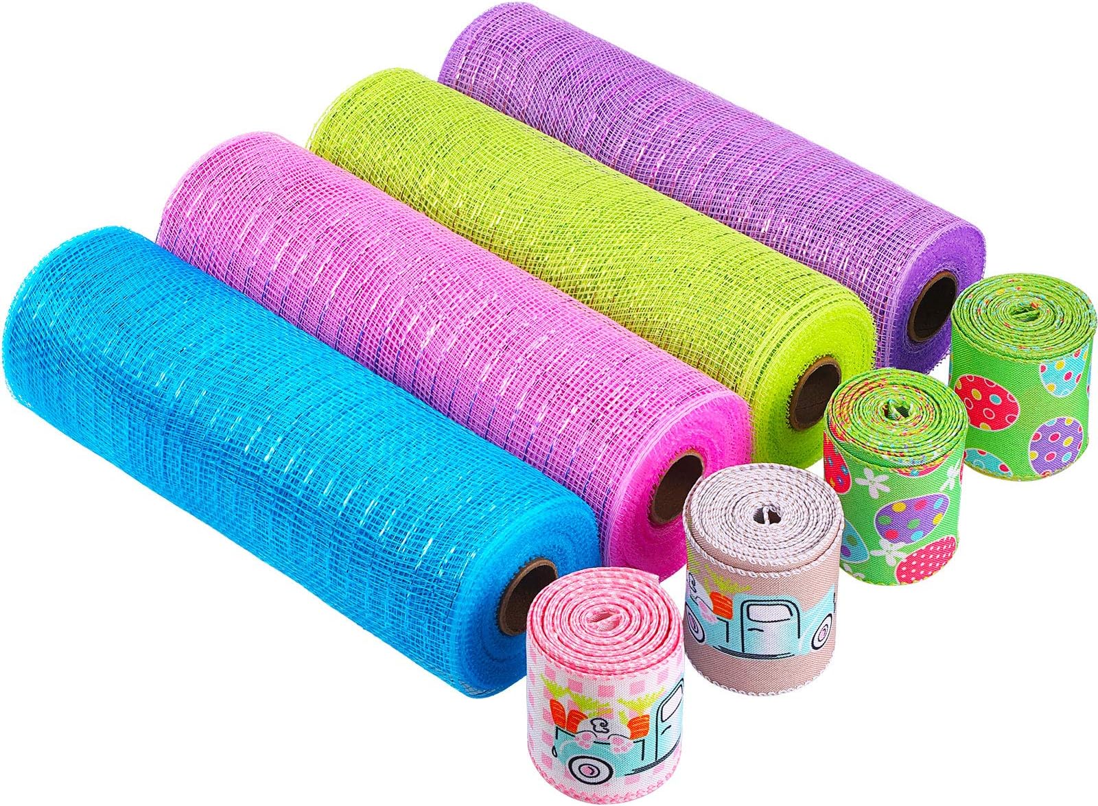 Amazon.com: Timgle 8 Rolls Deco Mesh Ribbon for Wreath Making 10in x ...