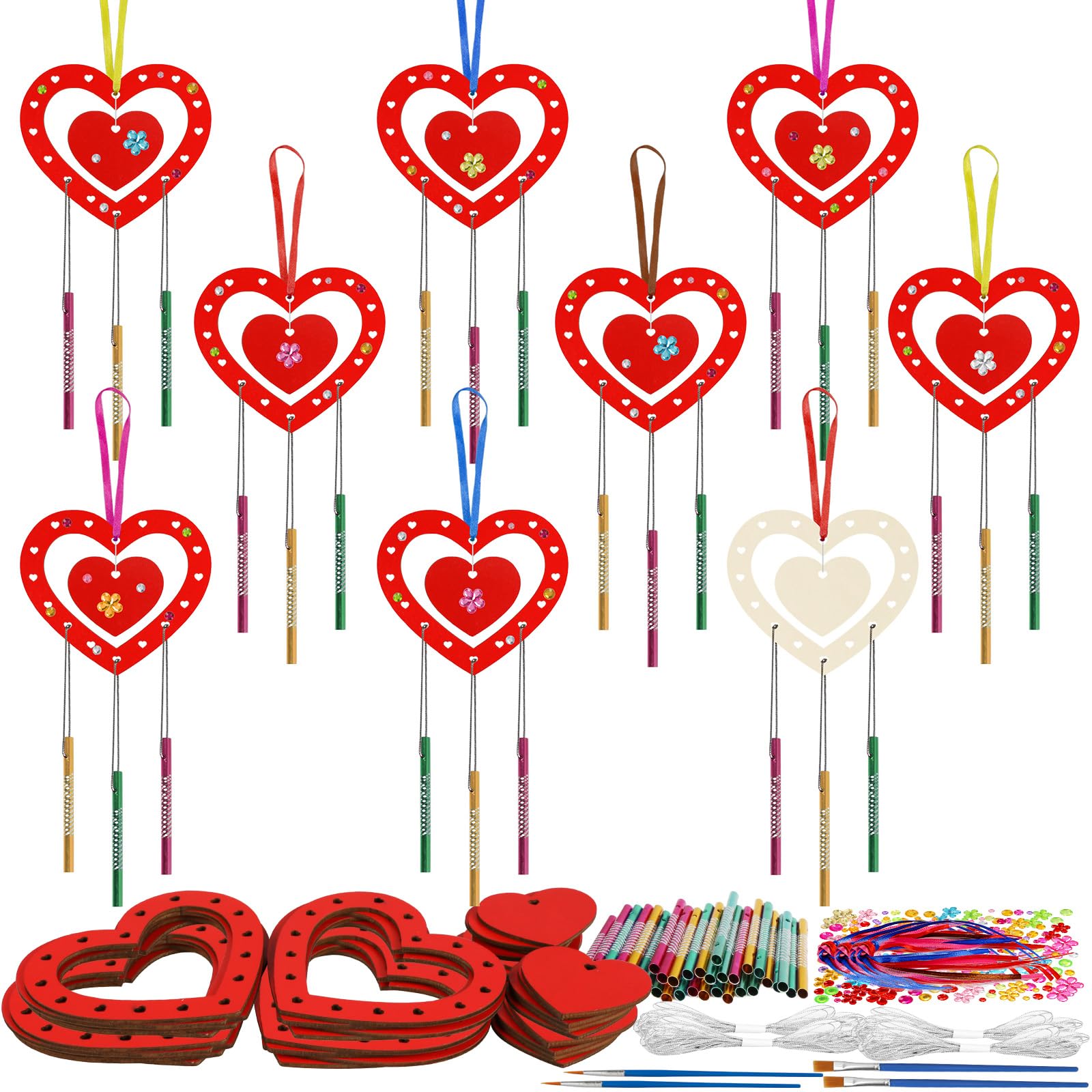 Amazon.com: Fennoral 27 Pack Heart Wind Chime Kit for Kids : Patio ...