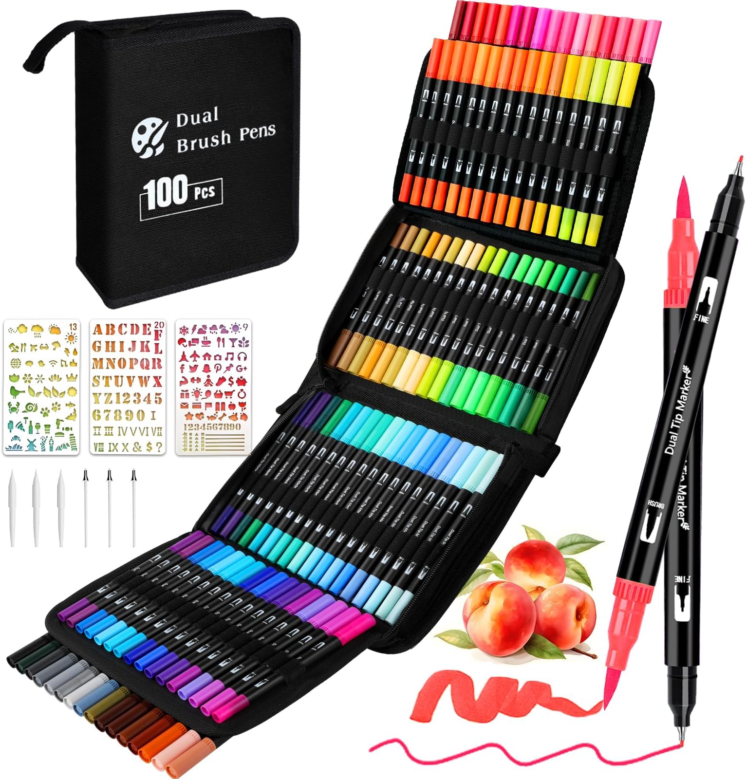 PITMT Dual Brush Pen Set, 100 Farben Filzstifte Set Dicke und Dünne ...