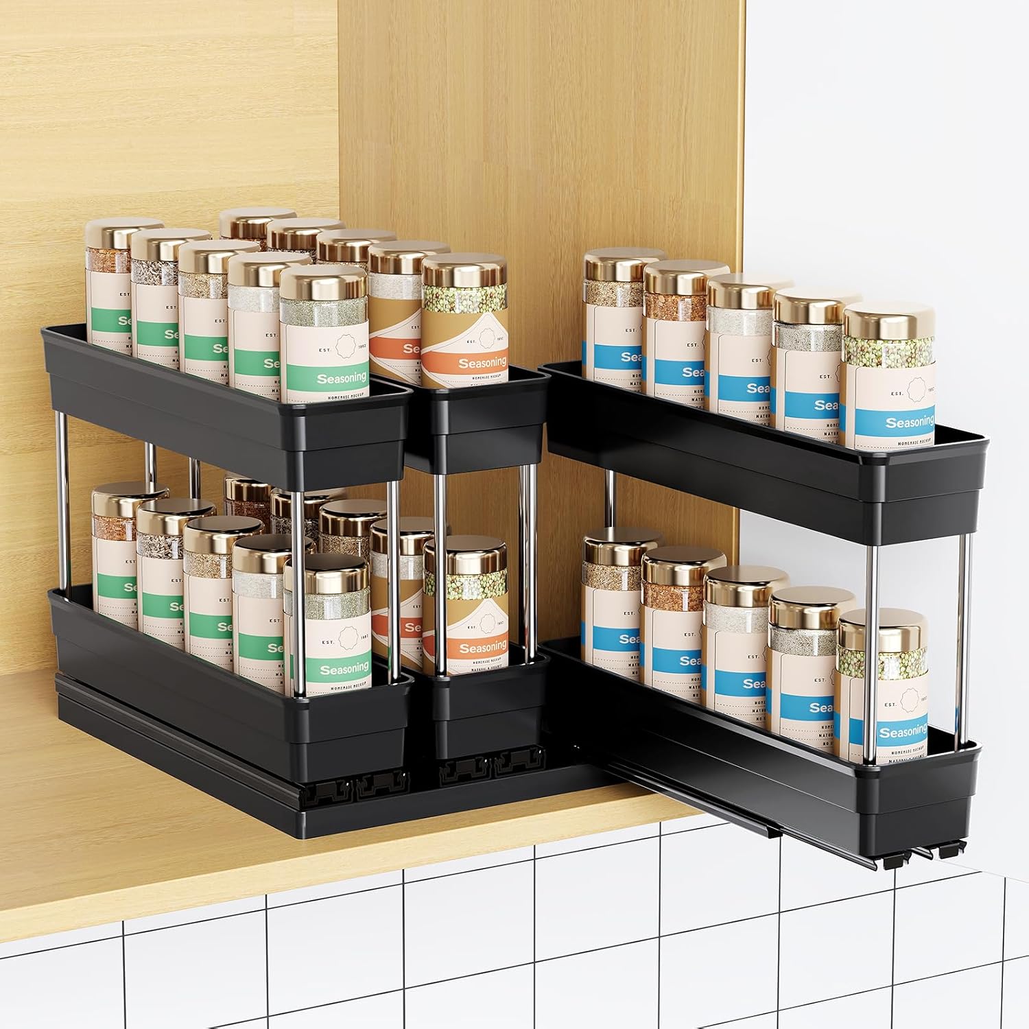 Amazon.com: Mystozer 3 Packs Pull Out Spice Rack Organizer for Cabinet ...