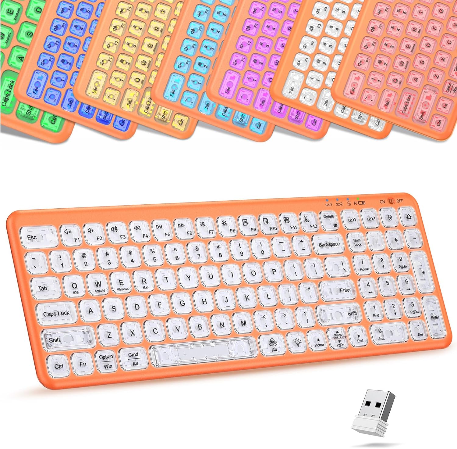 Amazon.com: Omikamo Wireless Keyboard with 7 Color Backlits, Multi ...