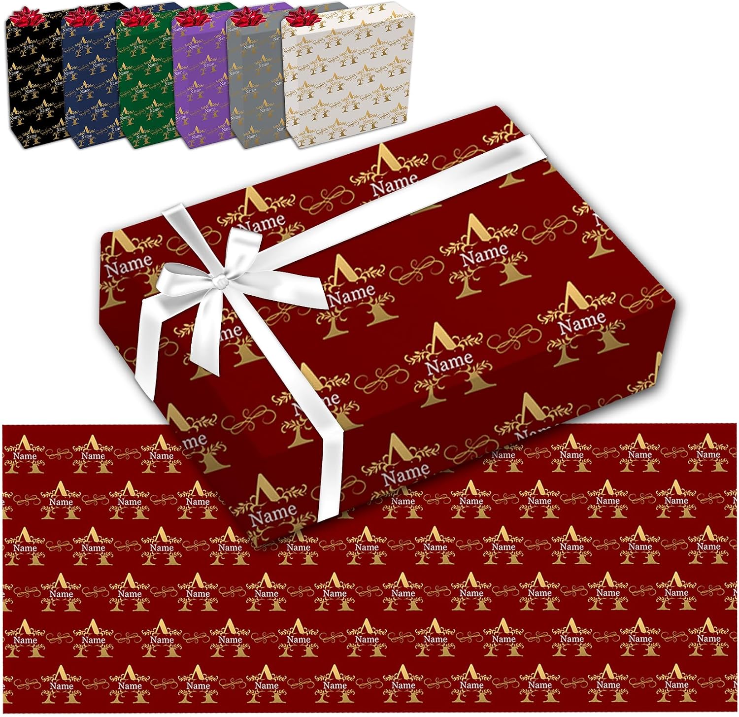 Amazon.com: DecorJJ Personalized Name Wrapping Paper Custom Monogrammed ...