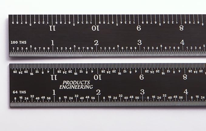 PEC Tools 6" 16R rigid black chrome, "high-contrast" machinist ruler ...
