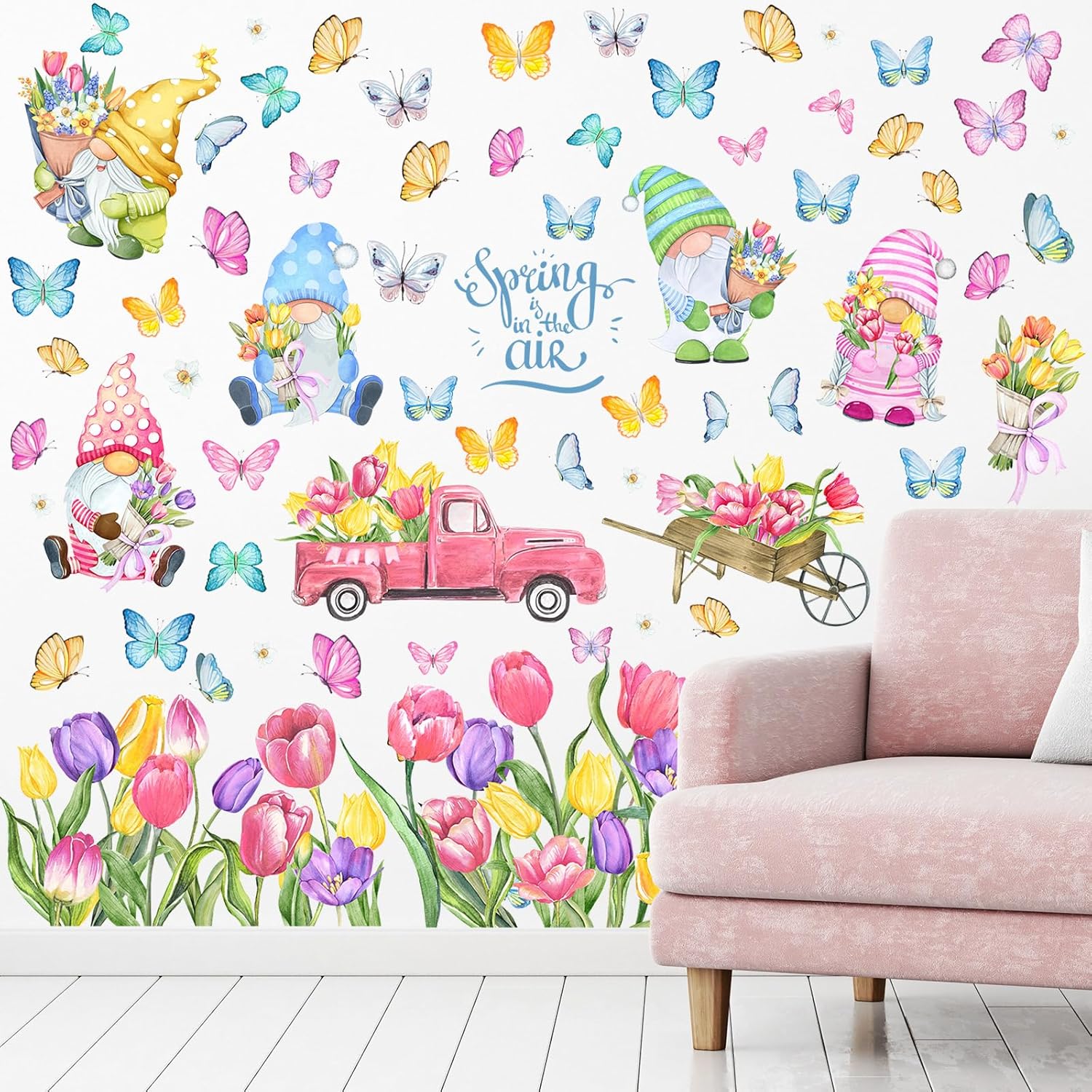 Amazon.com: ReliThick 6 Sheets 59 Pieces Spring Wall Decals Spring ...