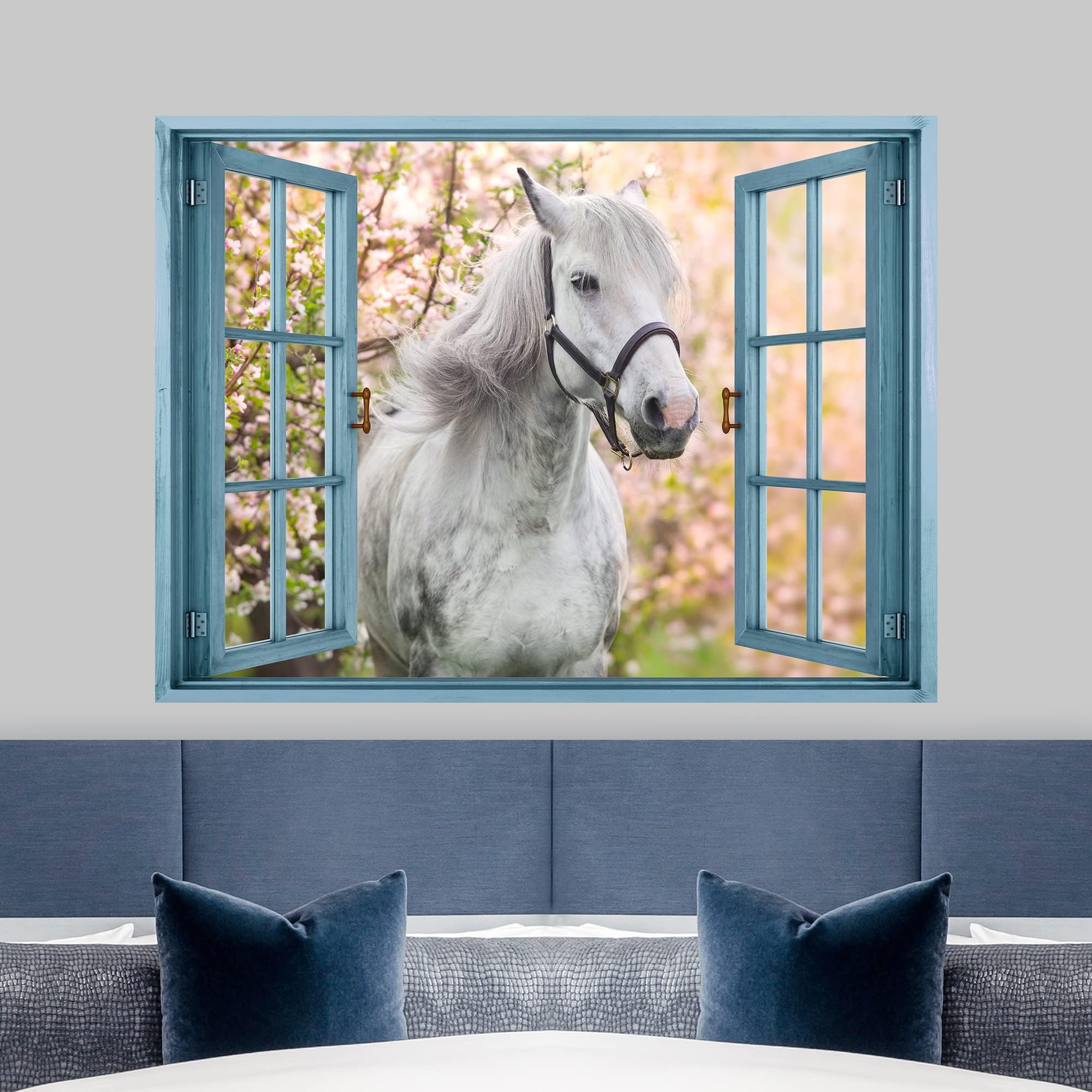 Amazon.com: OCXEQJX Horse Wall Decals Fake Windows Wall Stickers ...