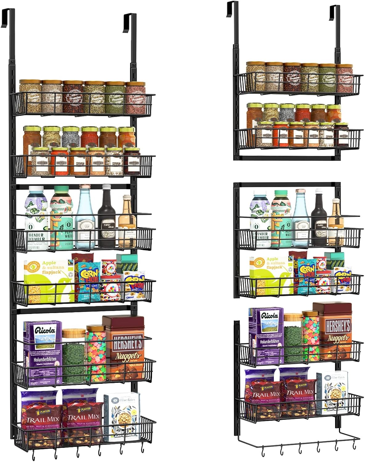 Mefirt 6-Tier Over the Door Pantry Organizer, Heavy-Duty Metal Pantry ...