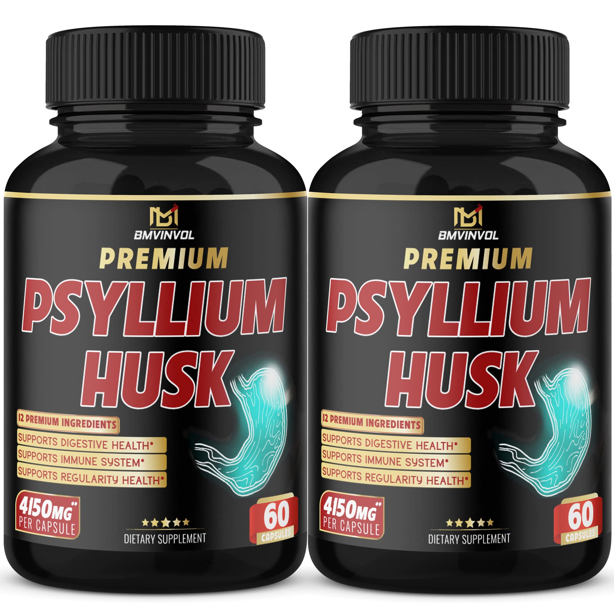 (2 Packs) Premium Psyllium Husk Capsules 4150mg - 4 Months Supply ...