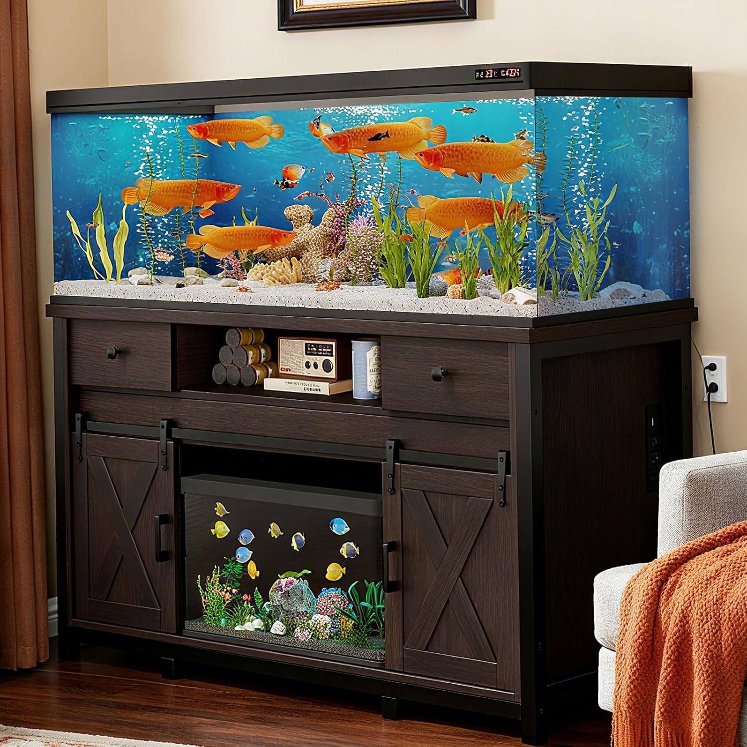 Amazon.com : Farmhouse Fish Tank Stand w/Power Outlet – Heavy Duty ...