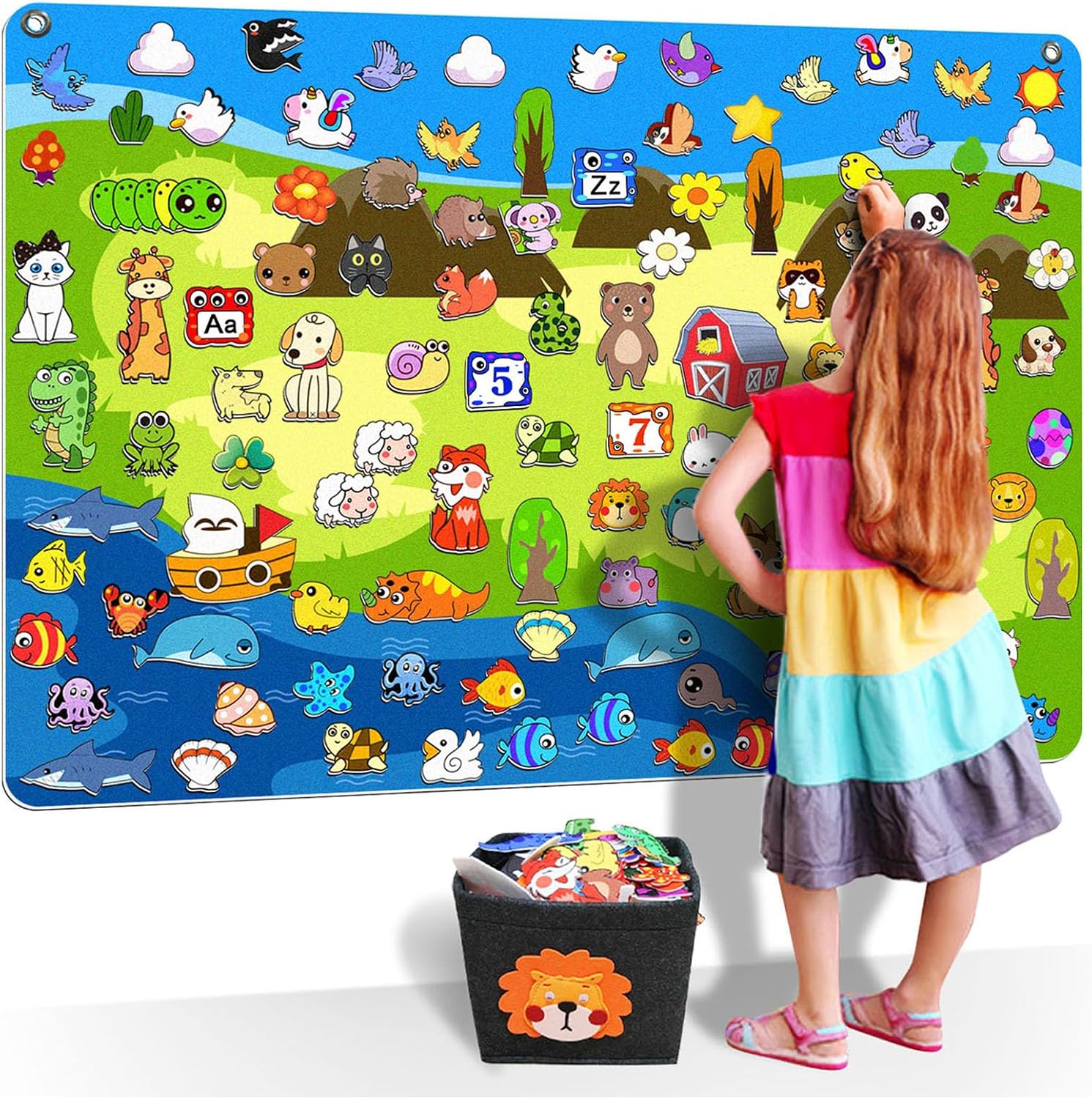 Amazon.com: 204Pcs Animals Felt Busy Board Story Set with Storage Bag ...