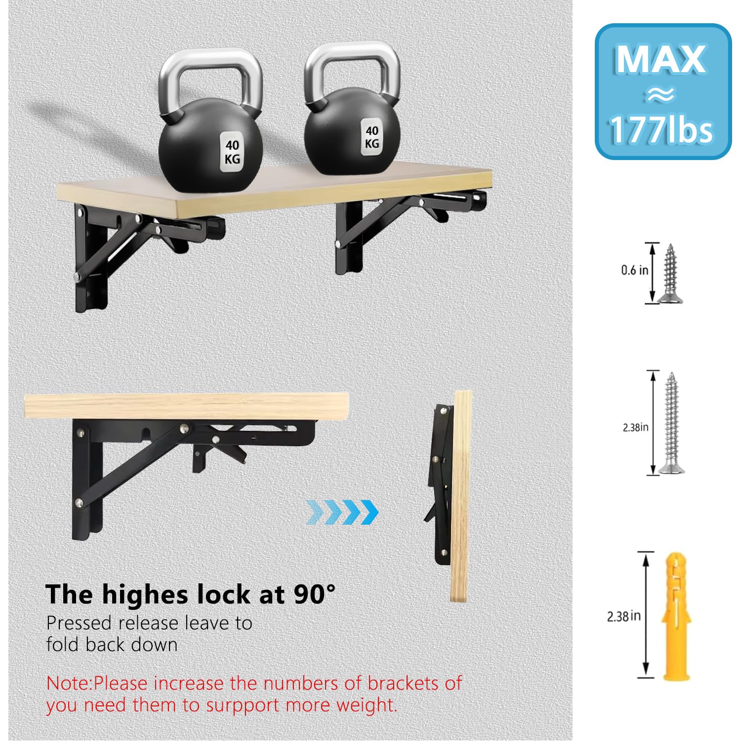 Snapklik.com : Folding Shelf Bracket 20 Inch 2PC Wall Mounted ...