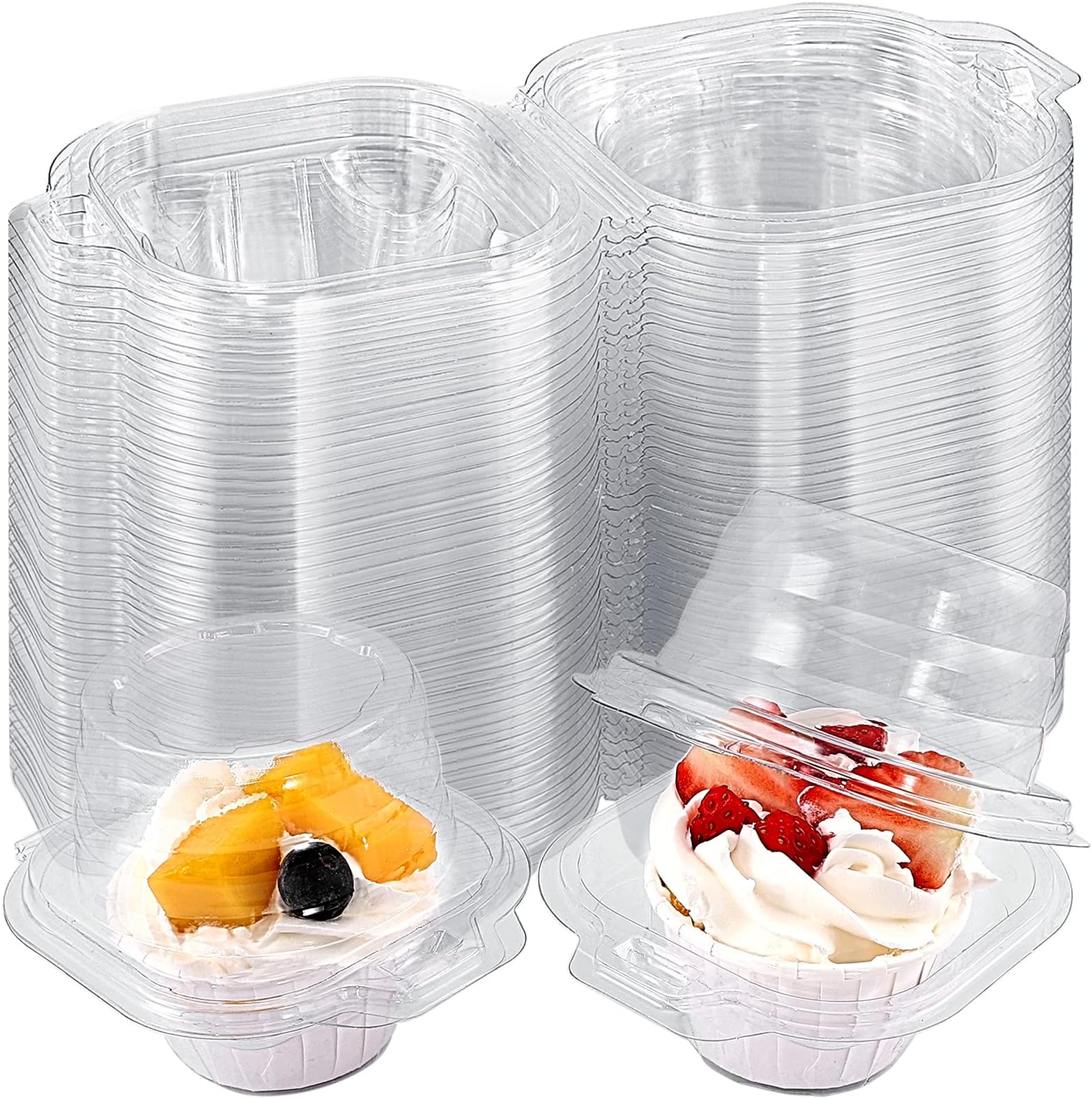 Amazon.com: STRAYJO 50PCS Individual Cupcake Containers,Stackable ...