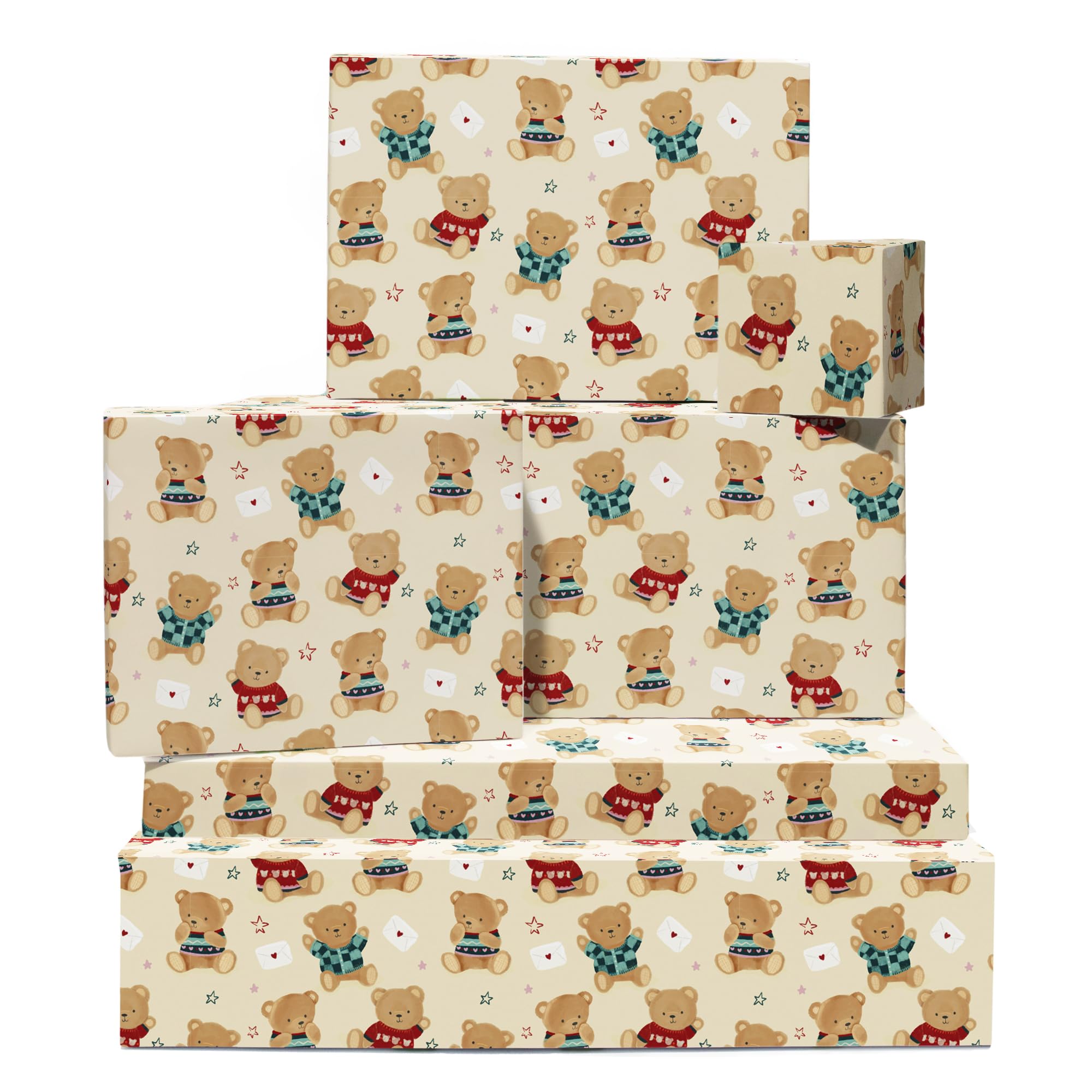 Amazon.com: CENTRAL 23 Teddy Bear Wrapping Paper - 6 Sheets Of Brown ...