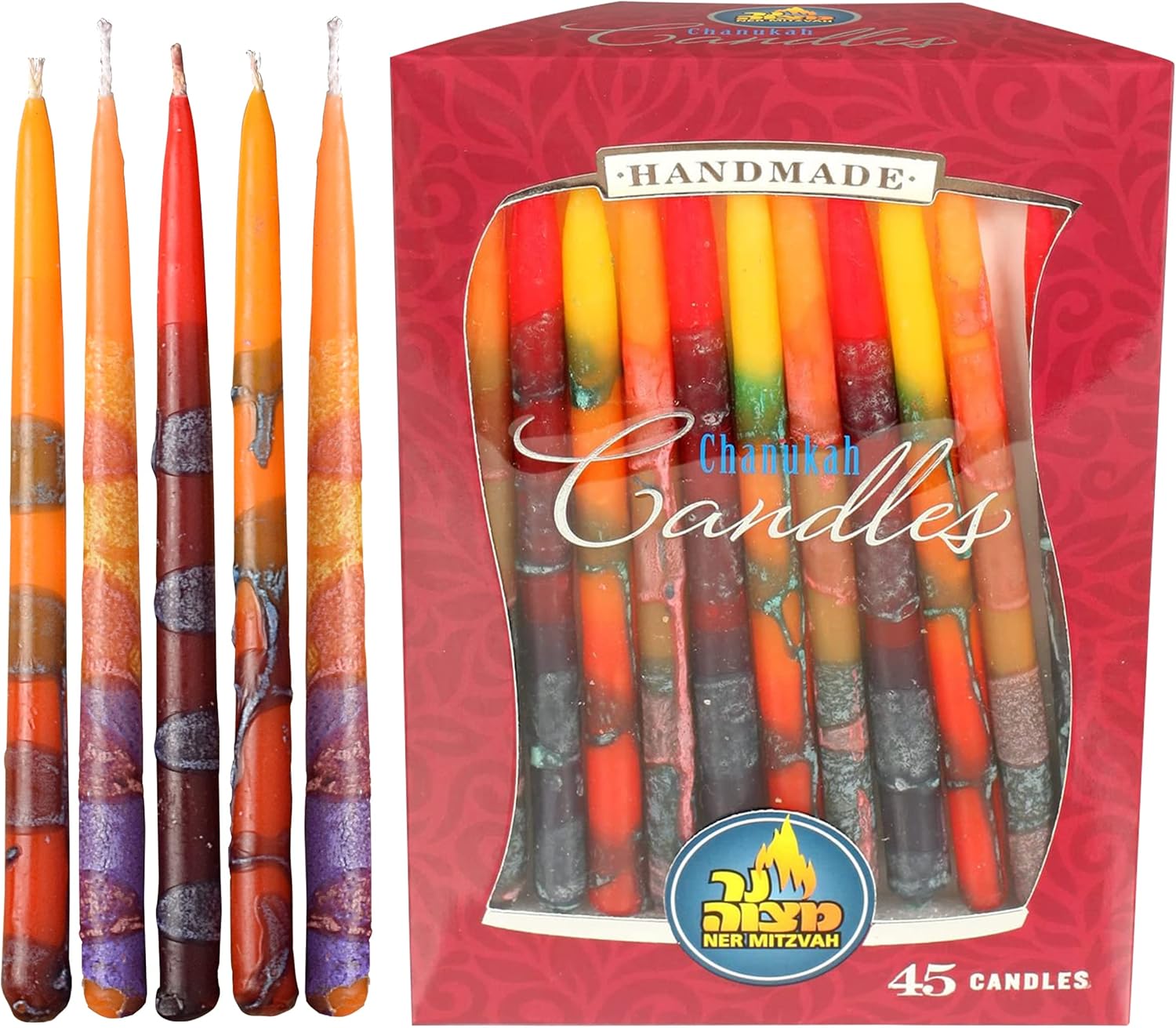 Amazon.com: Ner Mitzvah Colorful Dripless Handmade Chanukah Candles ...