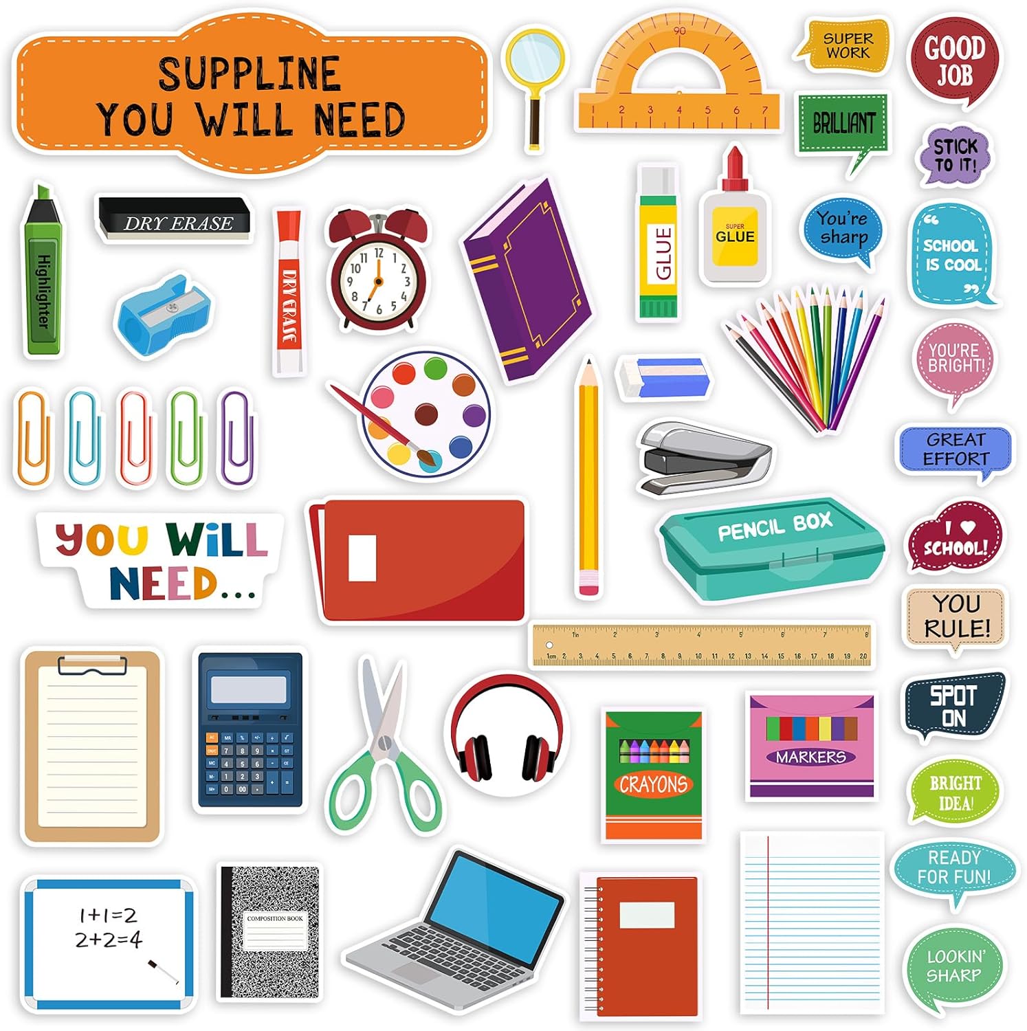 Amazon.com : Chivertion 50 Pcs Supplies You Will Need Bulletin Board ...