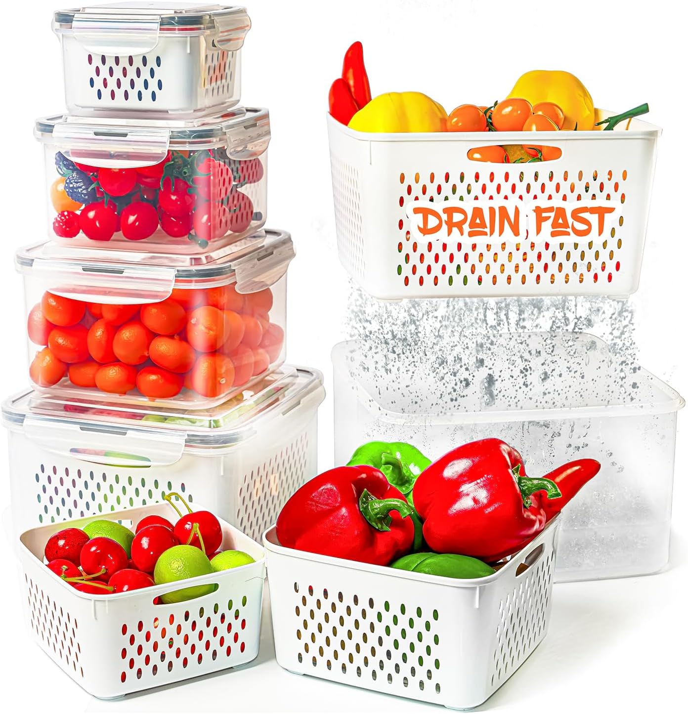 Amazon.com: Fruit Storage Containers for Fridge - 10-Piece Kitchen ...