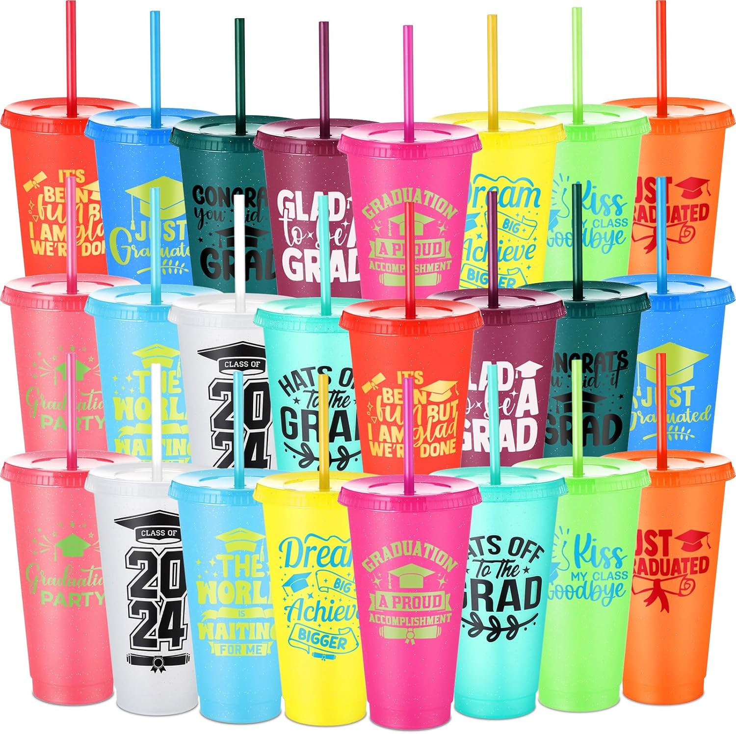 Amazon.com | Nuogo 24 Pcs 2025 Graduation Cups Plastic Graduation Gifts ...