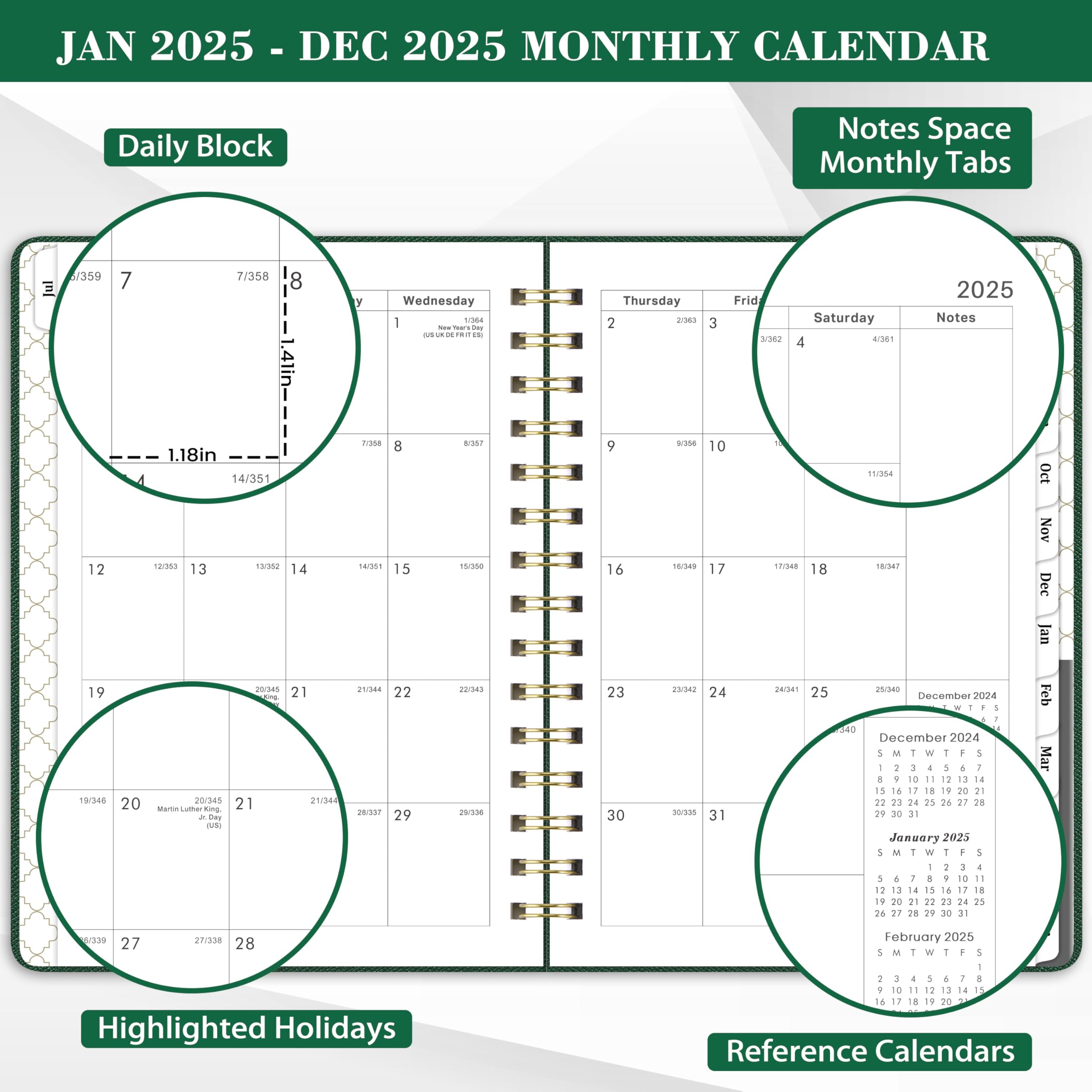 Snapklik.com : 2025 Planner - JAN 2025 - DEC 2025, Planner 2025, 6.3" X ...