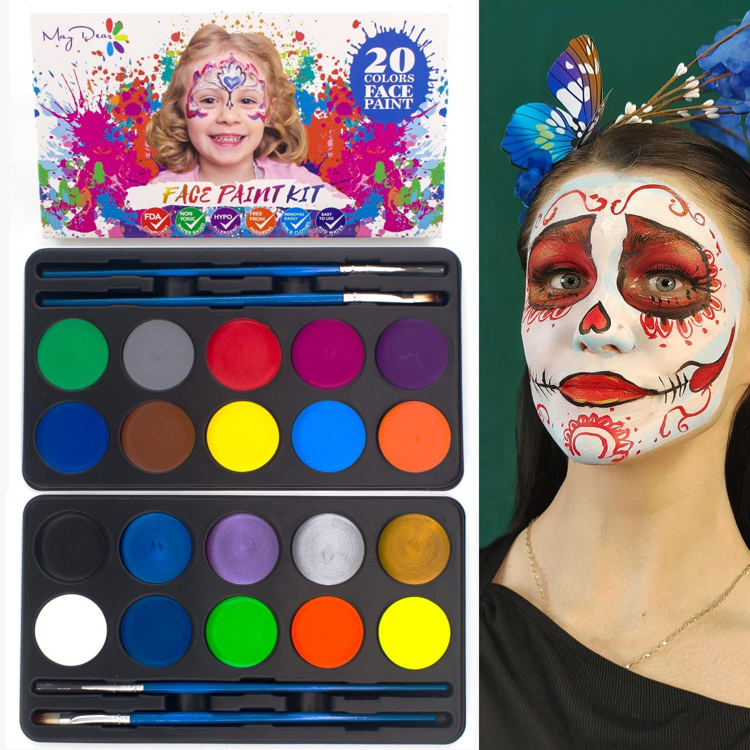 Amazon.com: BOBISUKA White Red Grey Face Body Paint + 3PC Sponge ...