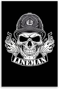 Amazon.com: Lineman Wall Poster Lineman Skull Power Line Lineworker ...