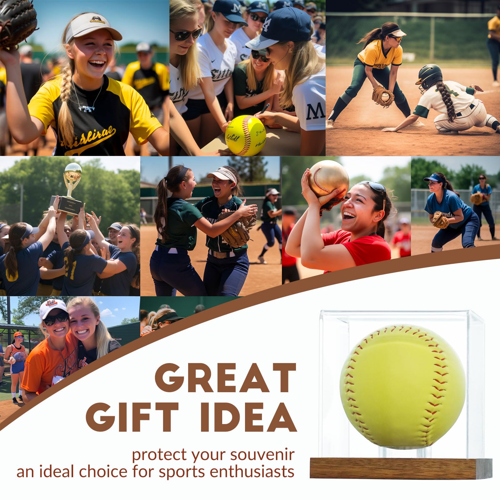 Snapklik.com : JupDec Softball Display Case Clear Acrylic Ball Holder ...
