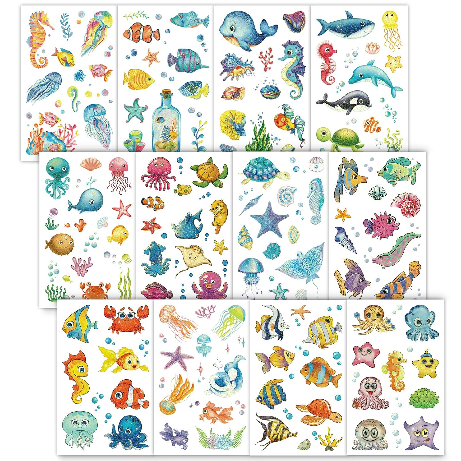 Amazon.com : Konsait 120+ Ocean Temporary Tattoos Glitter Under the Sea ...