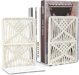 Amazon.com: 2 Pieces Boho Macrame Bookends Metal Book Stopper Farmhouse ...