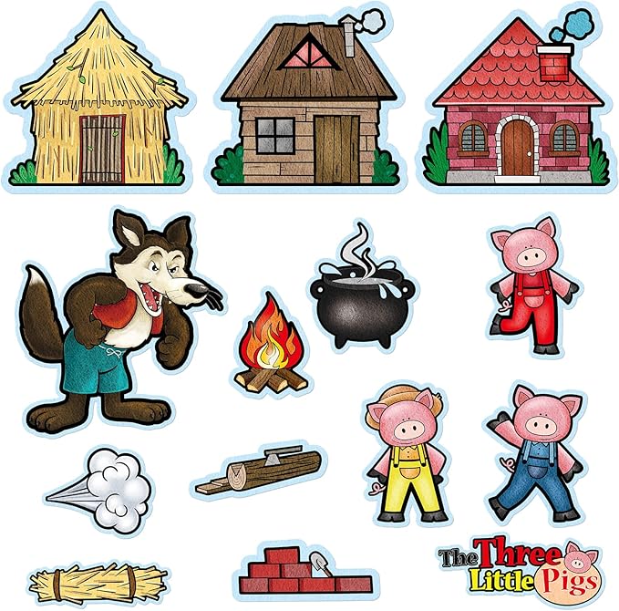 Amazon.com: Peryiter 14 Pcs Three Little Pigs Felt Figures Set ...