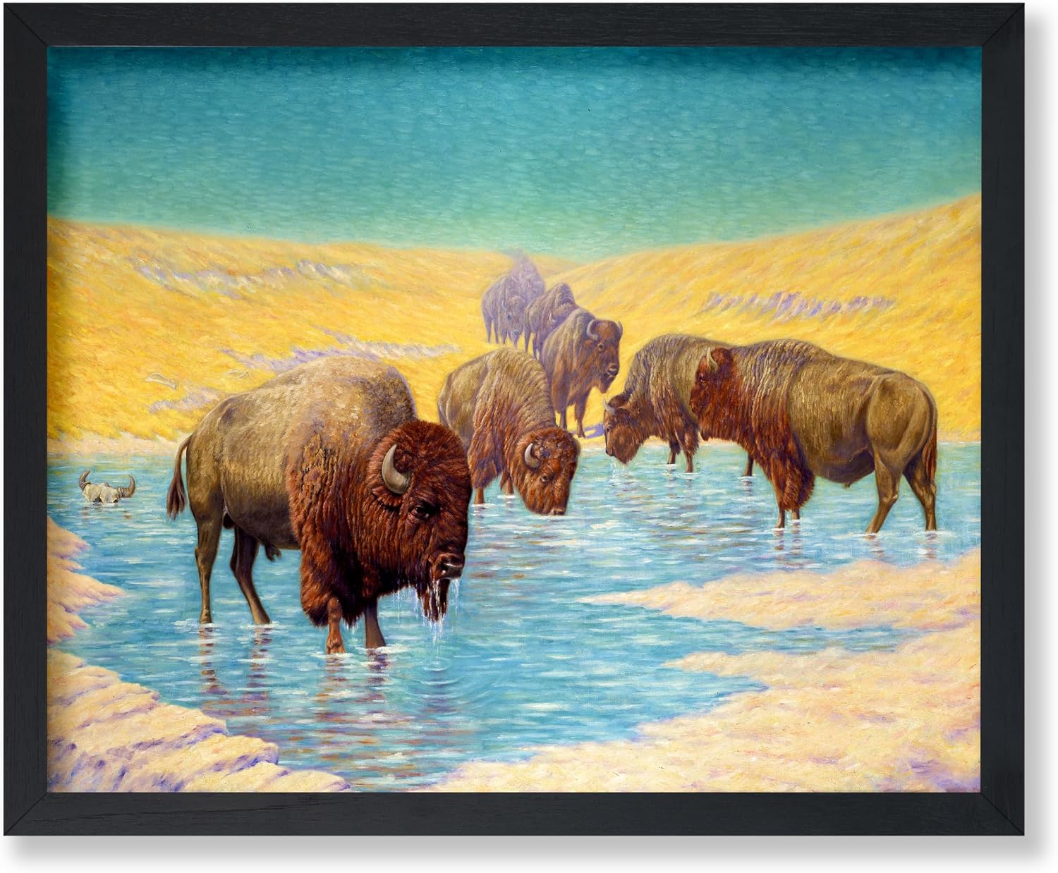 Amazon.com: Poster Master Vintage Bison in Water Poster - Retro Buffalo ...