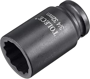 uxcell 3/4-Inch Drive 32mm 12-Point Deep Impact Socket, CR-MO Steel 78mm Length, Metric Sizes ...
