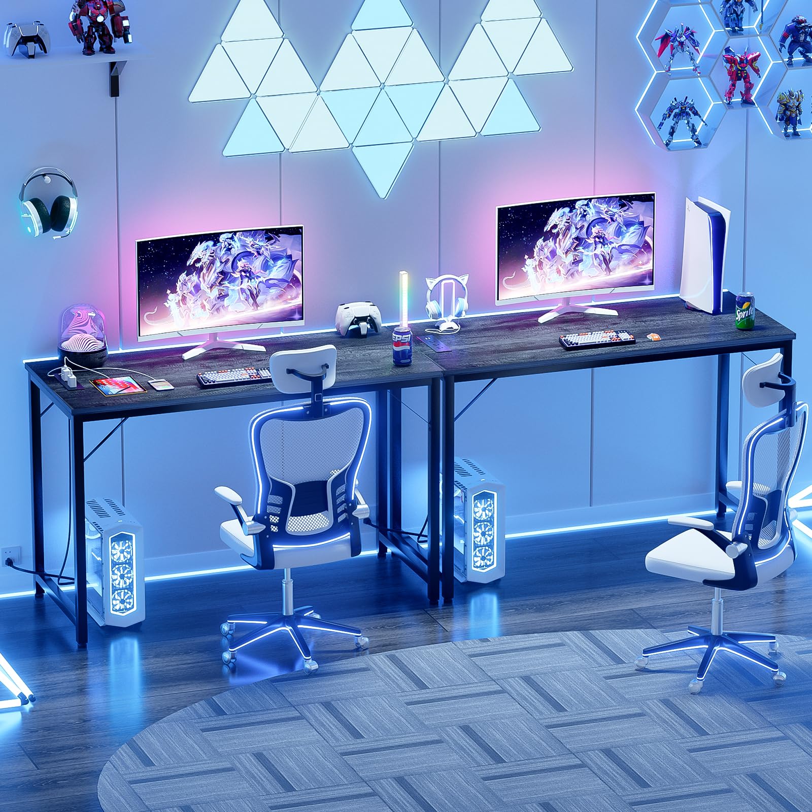 iSunirm Computer Desk with Power Outlets and USB Charging Ports, 48 ...